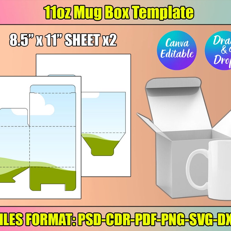 Mug Box Template - Etsy