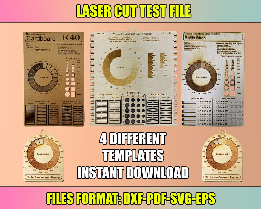 Laser Test File, Laser Cut Files, Lightburn Test File, Glowforge Test ...