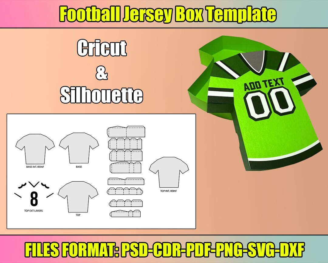 Football Jersey Box SVG File for Cricut and Silhouette Tshirt Box Svg ...