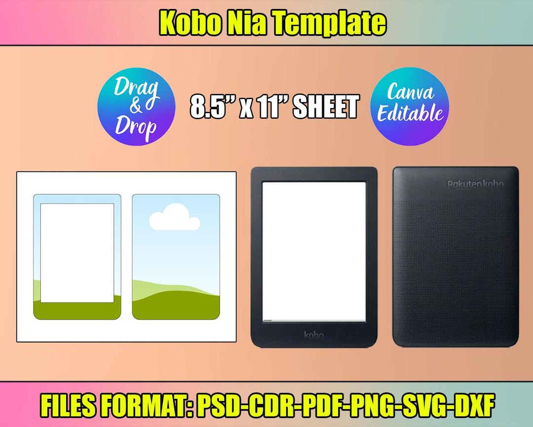 Kobo Nia Template, Paperwhite Template, Paperwhite Sublimation, E-book ...