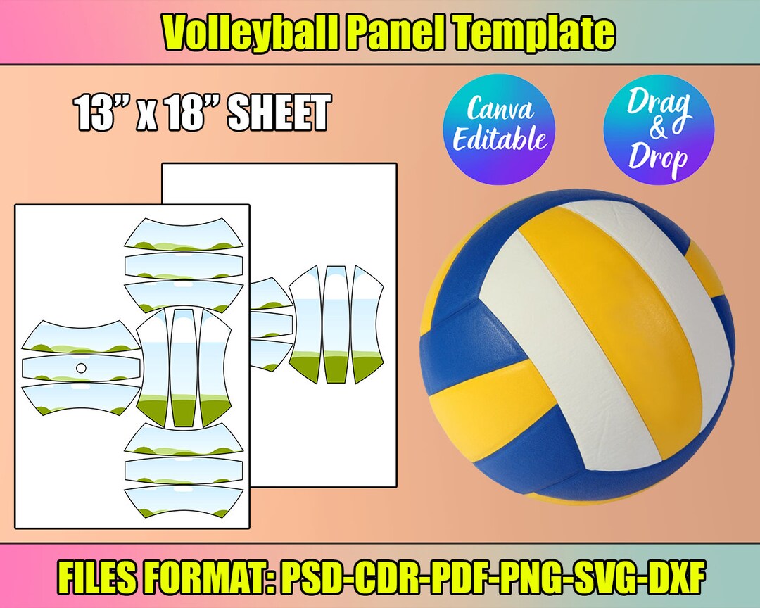 Volleyball Panel BLANK Template, Custom Volleyball Ball Wrap, DIY ...