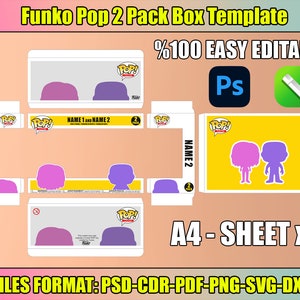 Funko Pop Vinyl Custom Box Template 2 Pack, Easy Editable, Digital ...