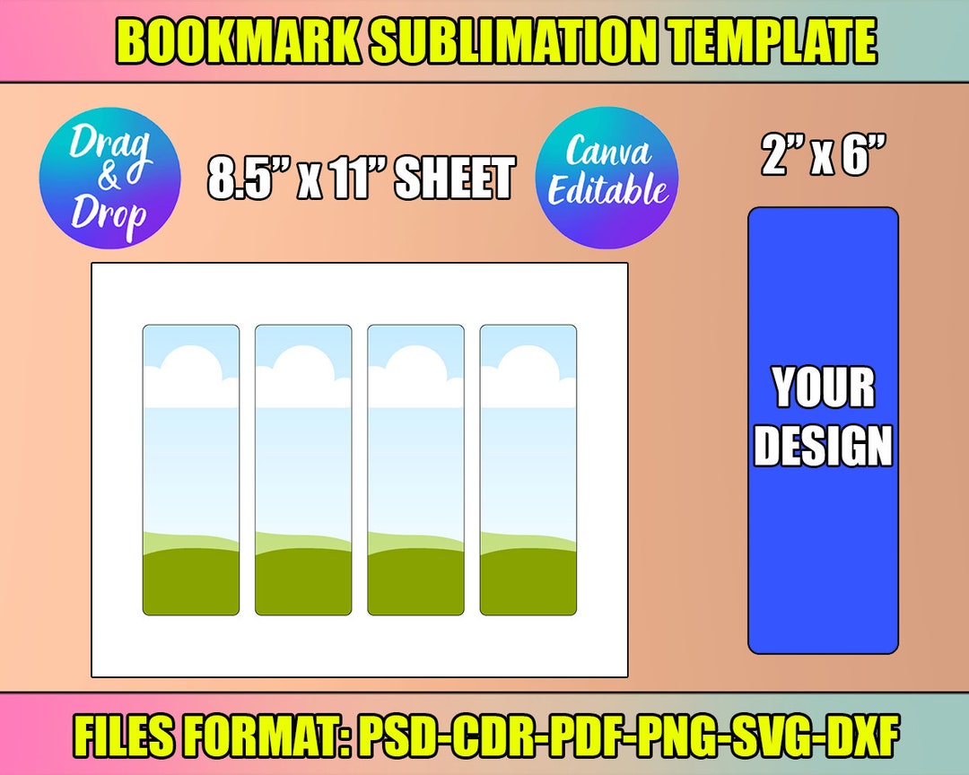 2x6 Bookmark Template Sublimation, Bookmark Template SVG, DXF, Png, PSD ...