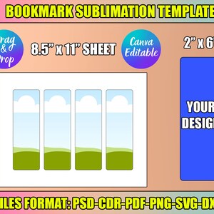 2x6 Bookmark Template Sublimation, Bookmark Template SVG, DXF, Png, PSD ...
