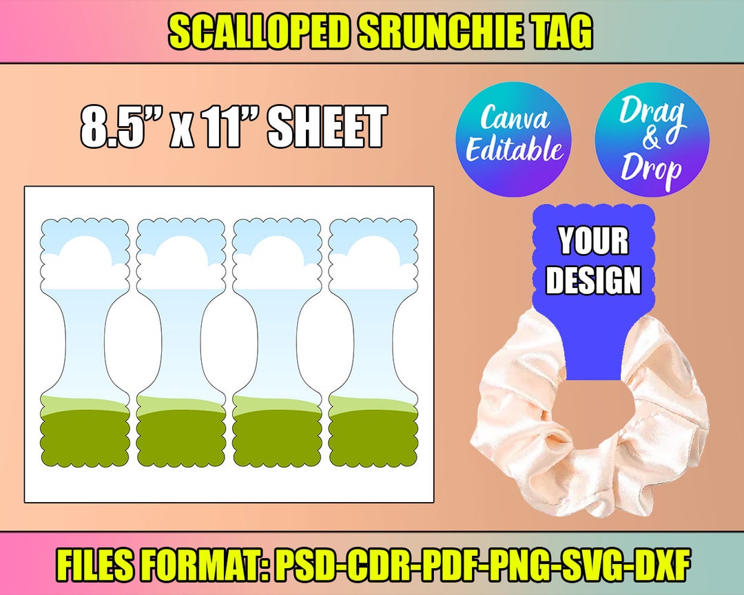 Scrunchie Tag Template, Scrunchie Tag SVG, Canva Editable, DXF, Png ...