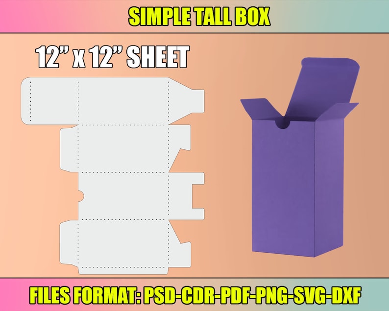 Tall Box SVG Template, Square Box SVG, Gift Box, Cricut Cut Files ...