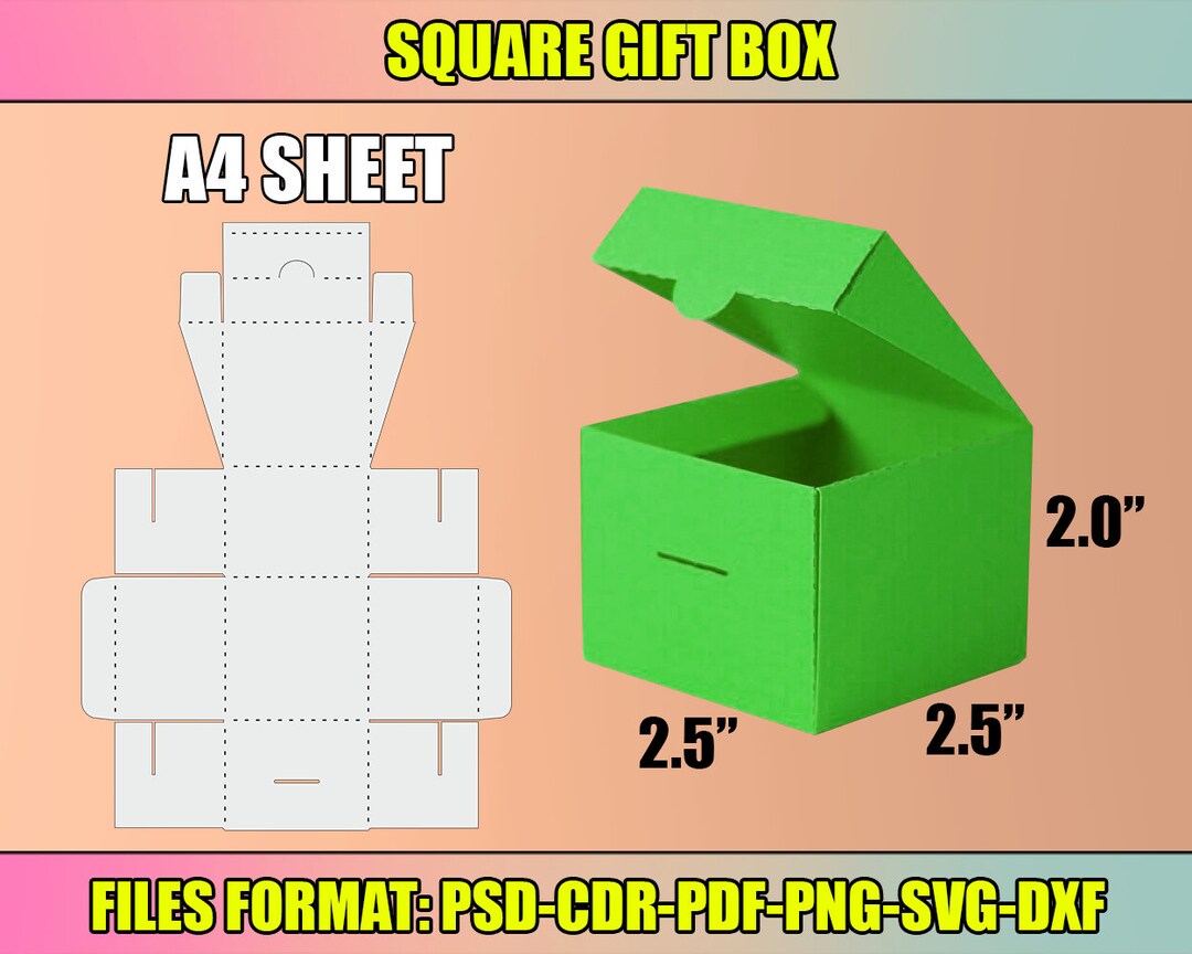 Square Gift Box SVG, Square Box Template, Square Box SVG, Box Template ...