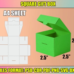 Square Gift Box SVG, Square Box Template, Square Box SVG, Box Template ...