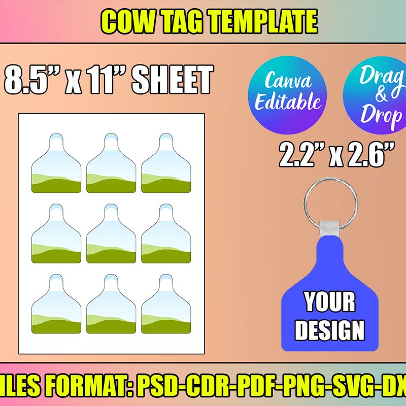 Cow Tag Template - Etsy