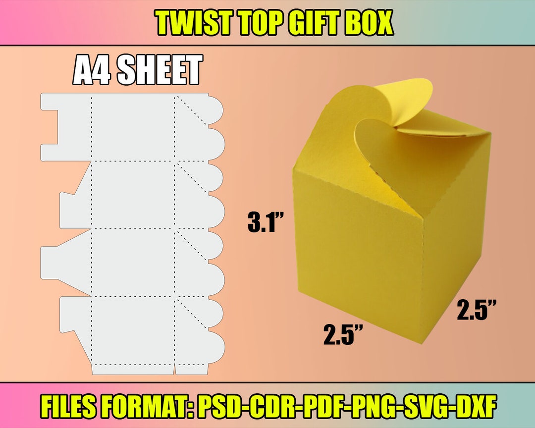 Twist Top Gift Box SVG, Gift Box SVG, Box SVG, Box Template, Wedding ...