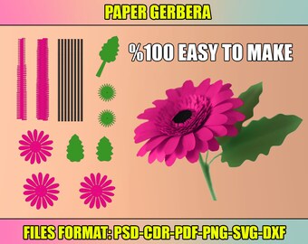 Paper Gerbera SVG Template, Paper Flower Template, DIY Paper Flower ...