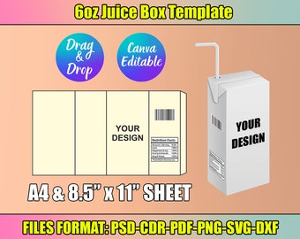 6oz Juice Box Template, Juice Box Wrapper Template, 6 Oz Juice Box ...