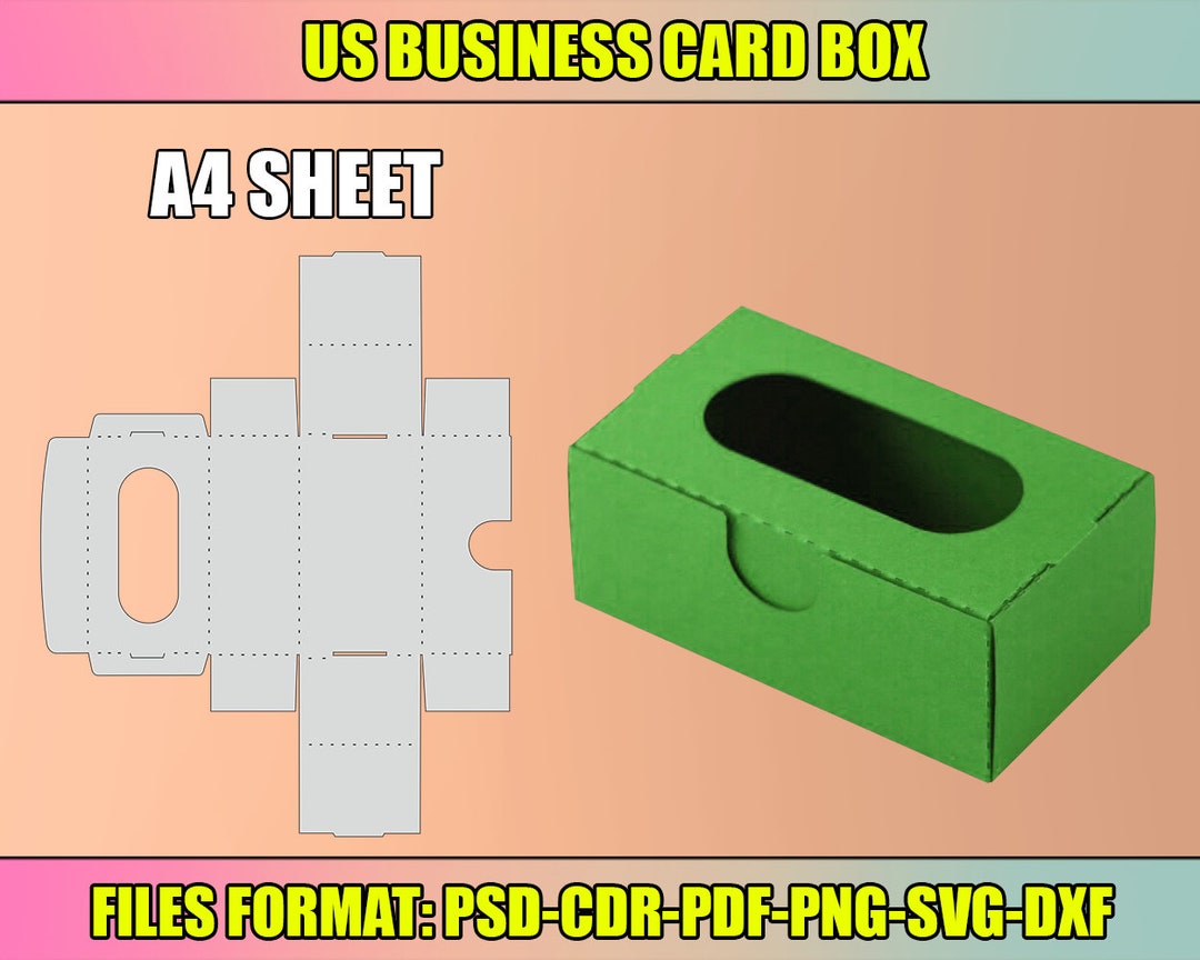 US Business Card Box SVG Template With Window, Business Card Holder ...