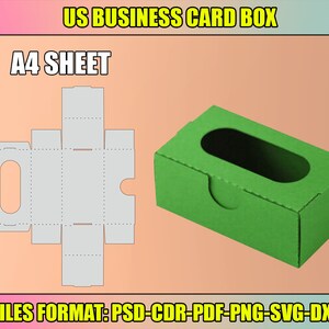US Business Card Box SVG Template With Window, Business Card Holder ...