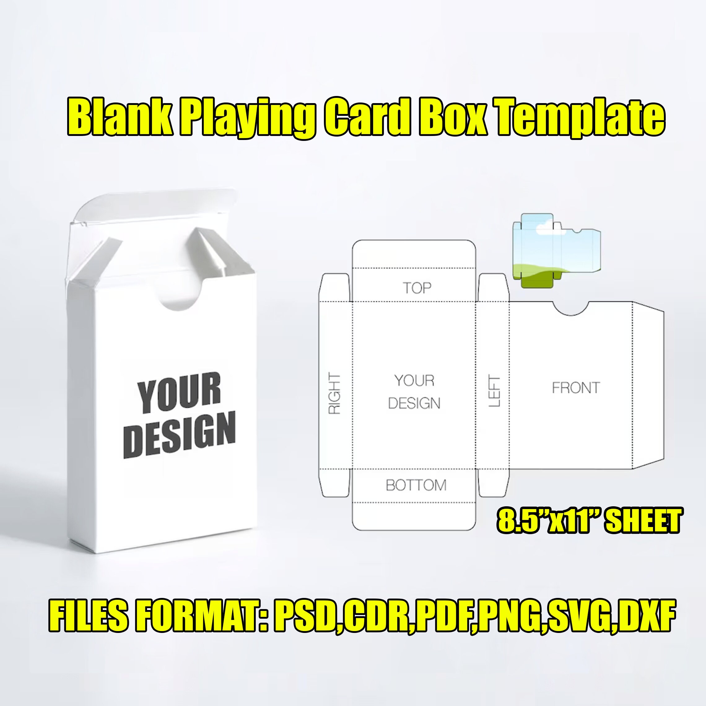 Blank Playing Card Box Template Svg, Poker Card Box Template, Cut Files ...