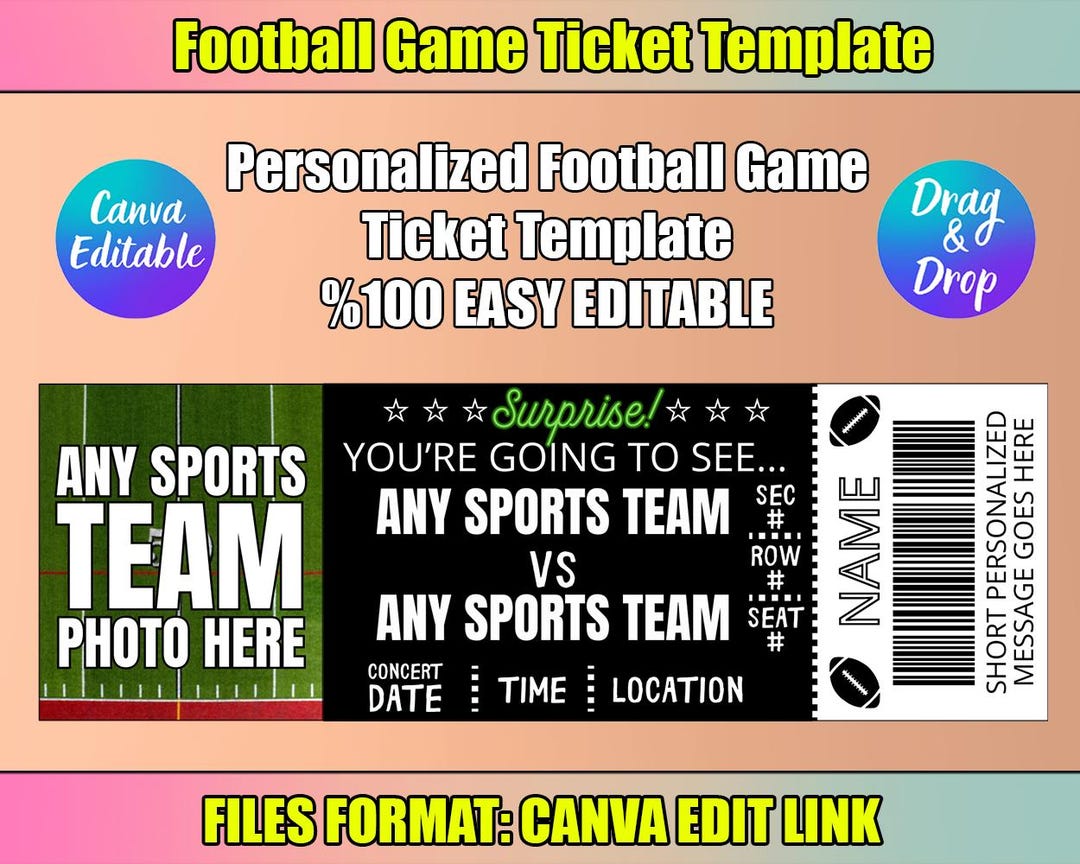 Football Game Ticket Stub Template Gift Souvenir, Way to Gift ...