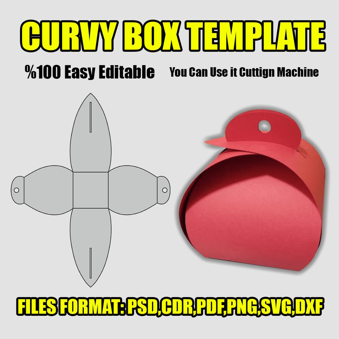 Curvy Box Template Svg, Curved Treat Box Svg, Box Template Svg for ...