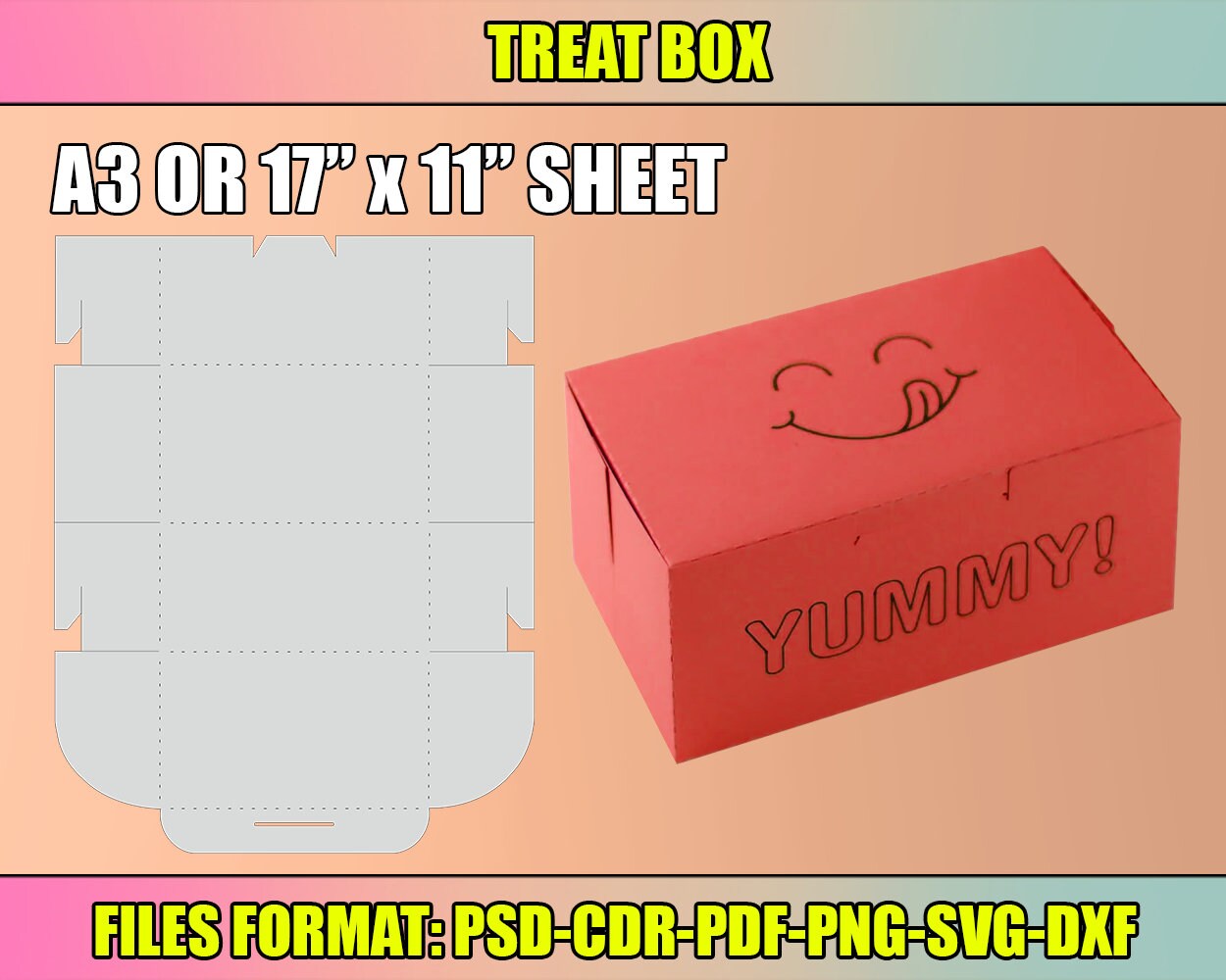 Treat Box SVG Template, Snack Box SVG, Food Box SVG, Cricut Cut Files ...