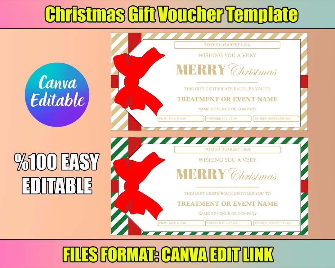 Christmas Gift Voucher Template, Fully Custom Printable Gift ...
