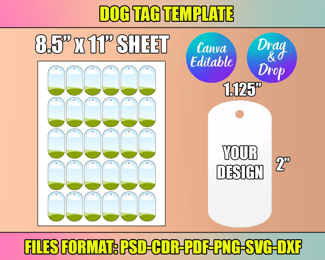 Dog Tag Template, Dog Tag Template SVG, DXF, Canva Editable, Png, Psd ...