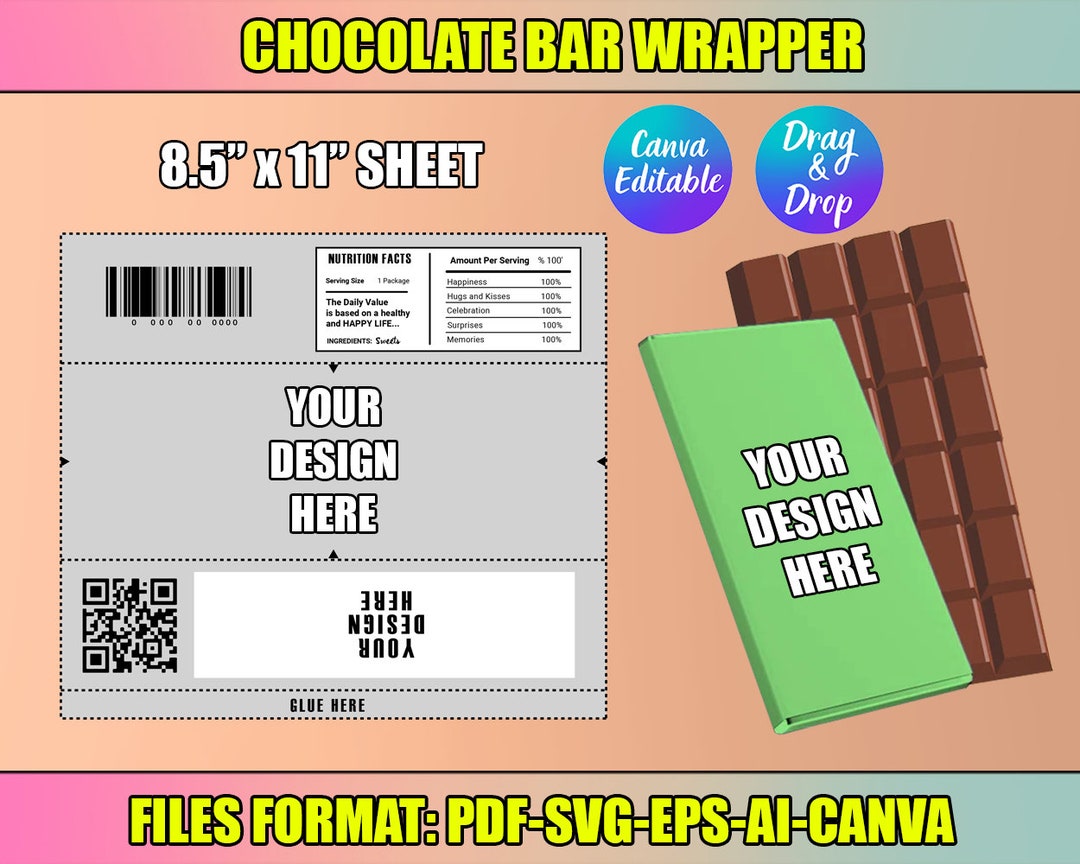 1.55 Oz Chocolate Bar Wrapper Template, Candy Bar Wrapper, Chocolate ...