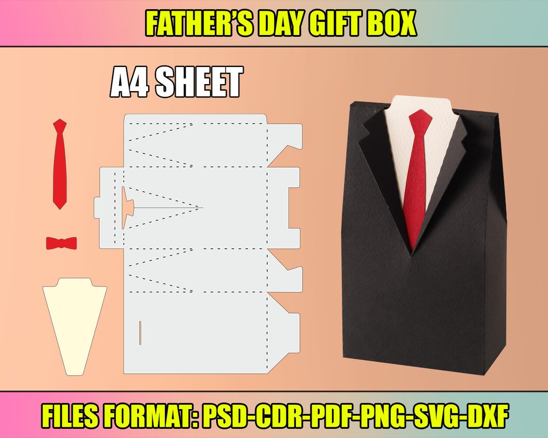Father's Day Gift Box Svg, Tuxedo Box SVG Template, Suit Box SVG ...