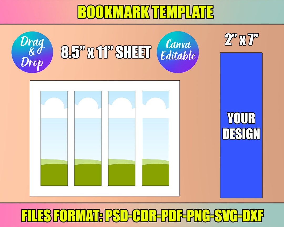 Modèle de marque-page, SVG, DXF, Canva modifiable, Png, PSD, feuille 8 ...