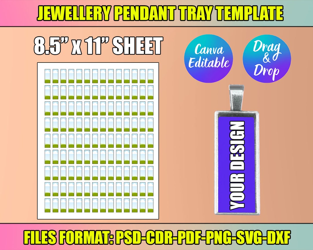Jewellery Pendant Tray Template, Canva Editable, SVG, DXF, Png, Psd ...