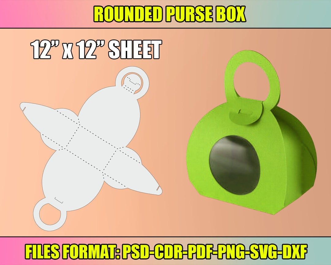 Purse Box SVG Template, Rounded Purse SVG, Gift Bag Template, Cricut ...