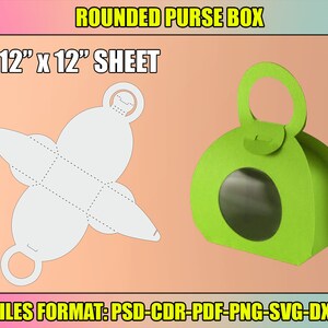 Purse Box SVG Template, Rounded Purse SVG, Gift Bag Template, Cricut ...