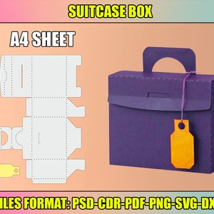 Suitcase Box SVG Template, Briefcase Box Template, Gift Box SVG, Favor ...