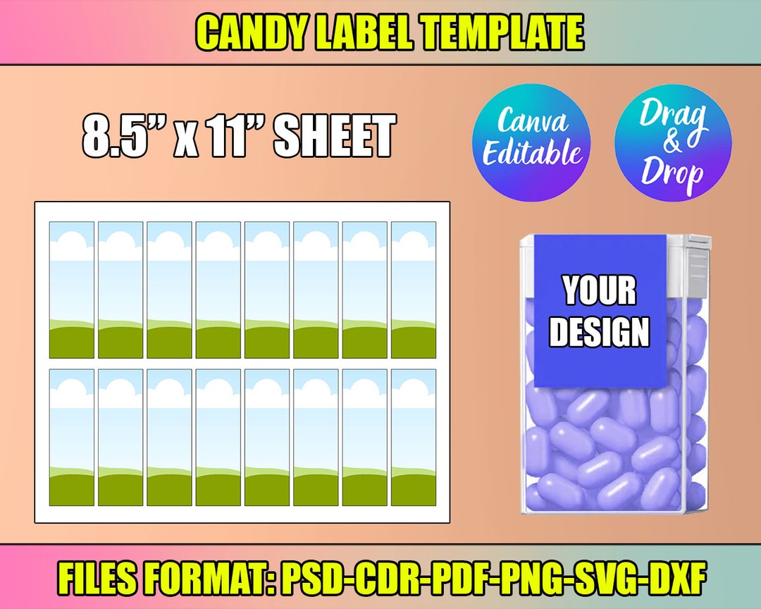 Candy Label Template, Wedding Candy Label Template, Gift Tag Template ...
