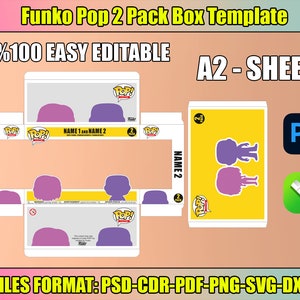 Funko Pop Vinyl Custom Box Template 2 Pack, Easy Editable, Digital ...