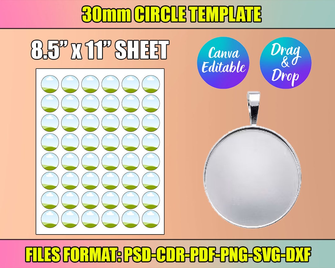 30mm Circle Template, Collage Circle Template SVG, DXF, Png, Psd ...