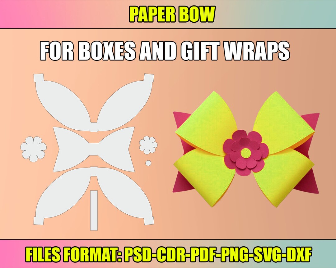 Paper Bow Svg Template, Bow SVG, Bow Template, Cricut Cut Files ...