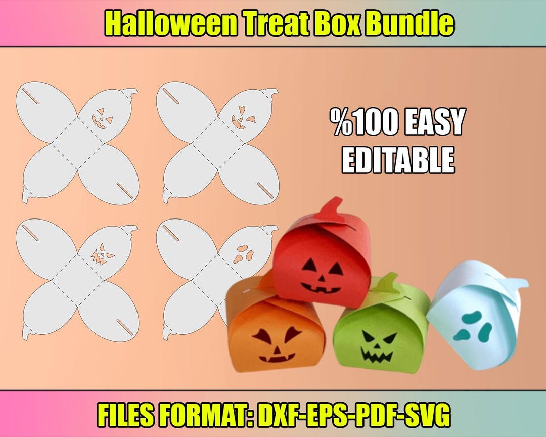 Halloween Treat Box Bundle, Halloween Box Template, Cut Files ...