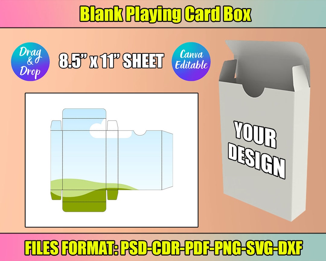 Blank Playing Card Box Template Svg, Poker Card Box Template, Cut Files ...