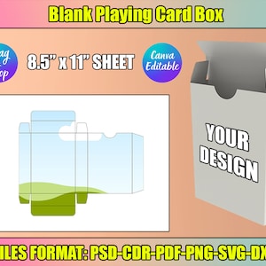 Blank Playing Card Box Template Svg, Poker Card Box Template, Cut Files ...