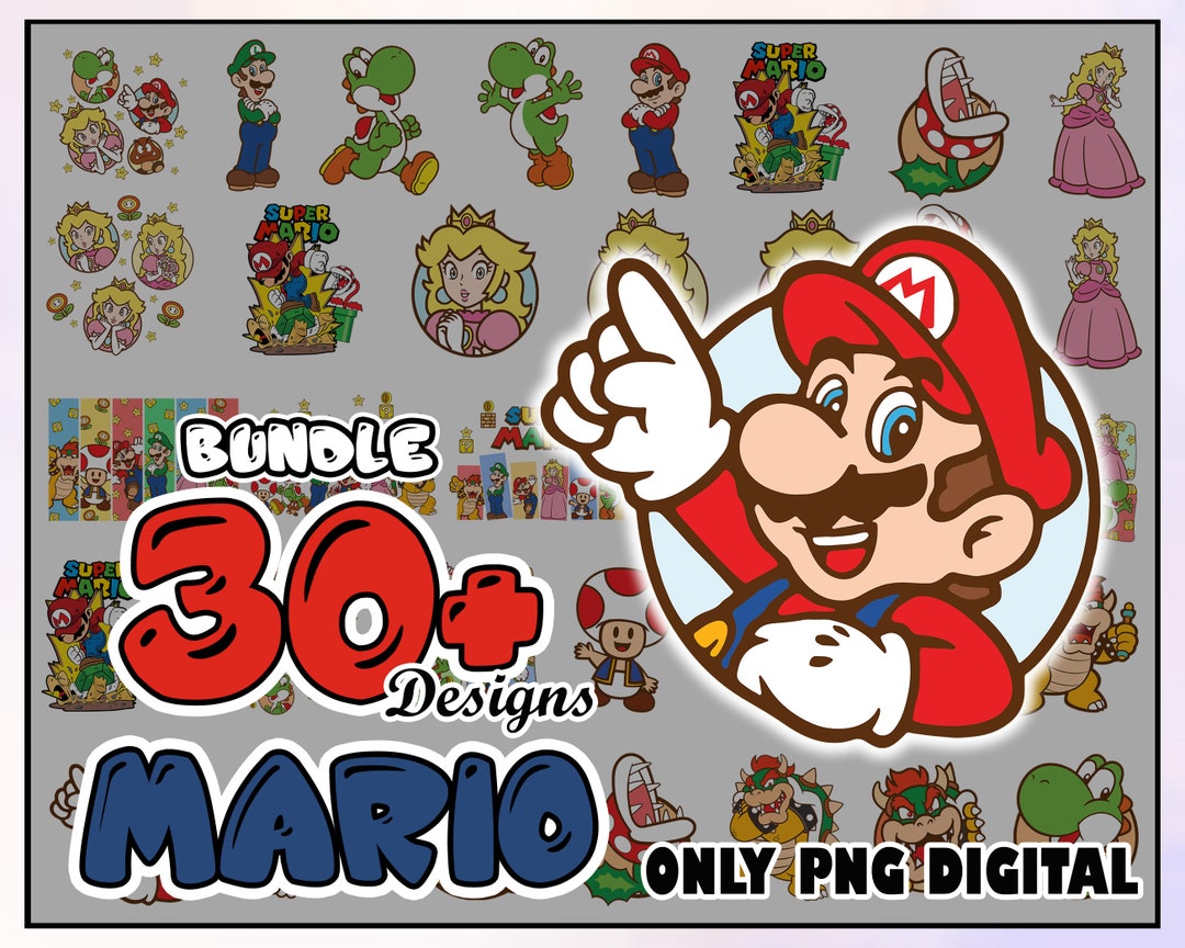 Super Mario Bundle Super Mario PNG and Font, Super Mario, Super Mario ...