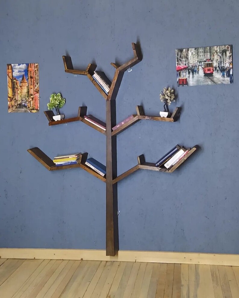 Tree Shaped Wall Mounted Bookshelfwooden Branch Bookshelvesunique Tree ...