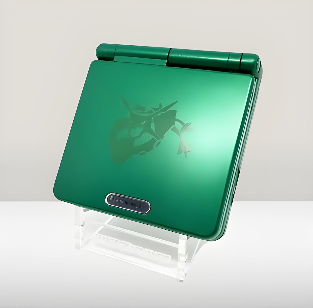 Custom Pokémon (rayquaza Emerald) Nintendo Gameboy Advance SP With Brand New IPS V3 Fitted ...
