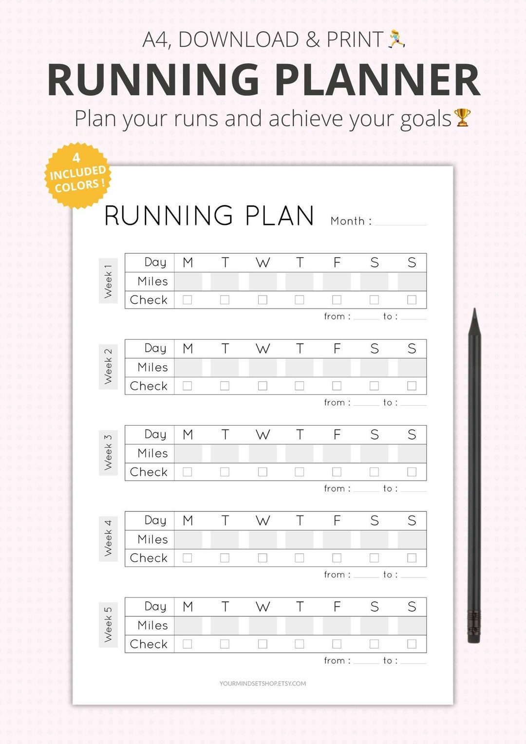 Printable Running Planner, Digital Running Journal, Run Tracker ...