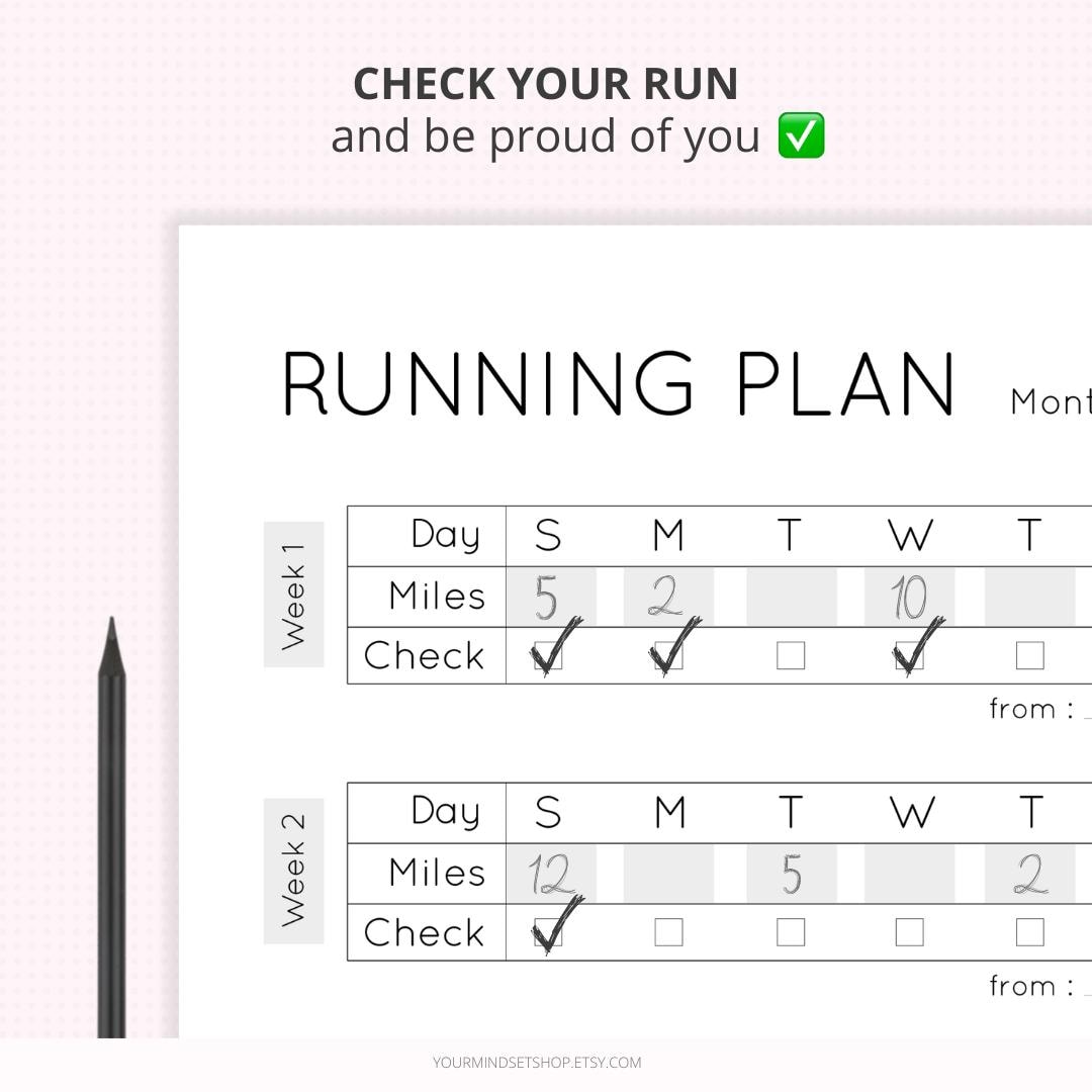 Printable Running Planner, Digital Running Journal, Run Tracker ...