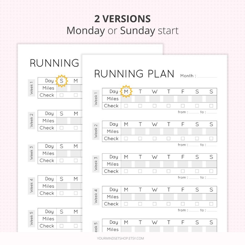 Printable Running Planner, Digital Running Journal, Run Tracker ...