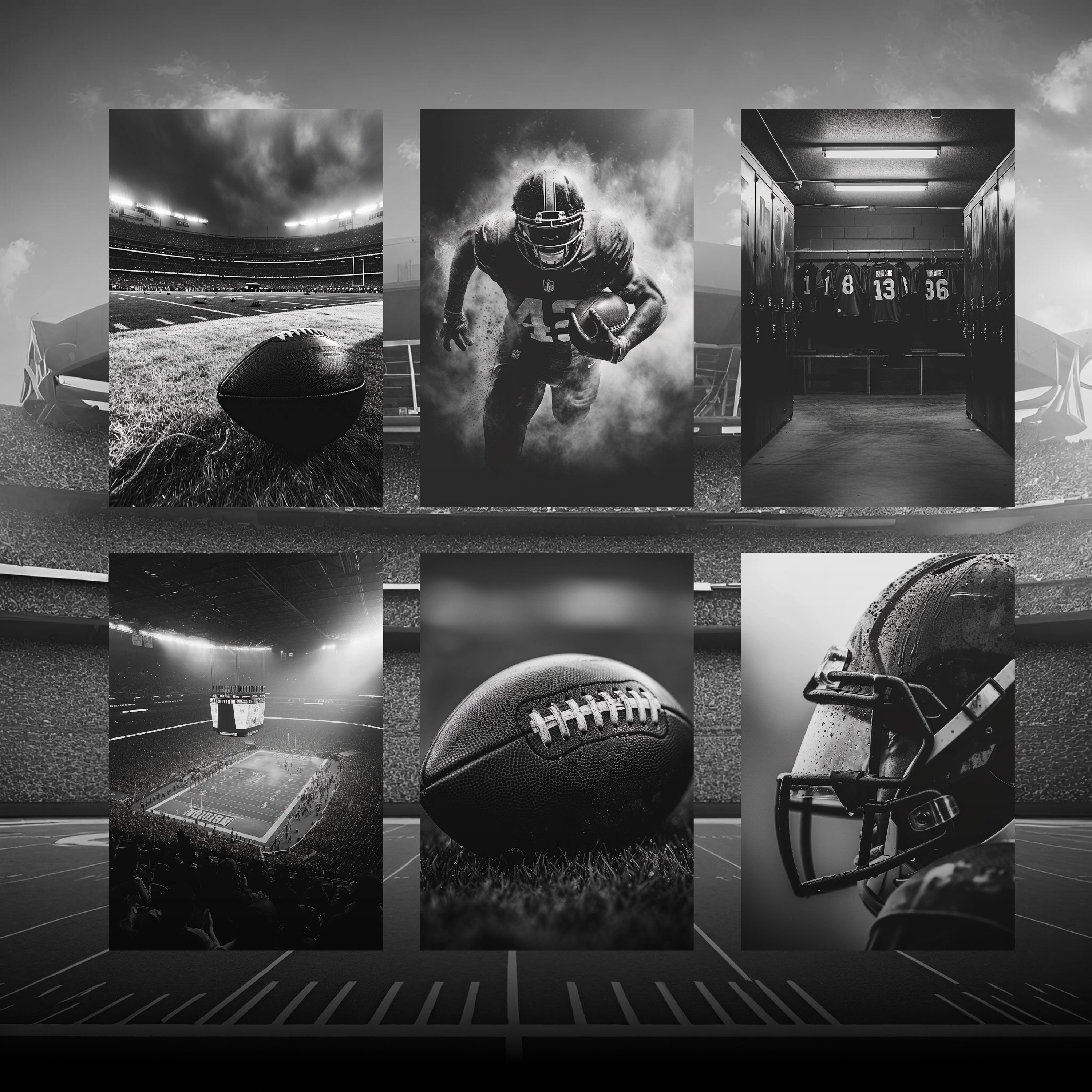 Set of 6 American Football Super Bowl Prints Football JPEG Printable ...