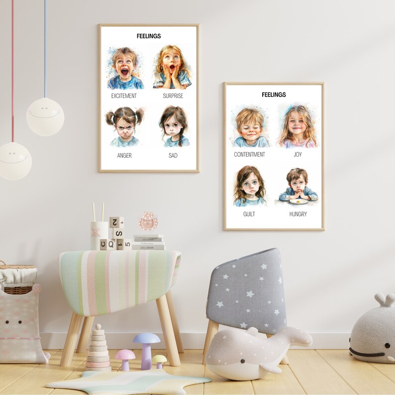 Emotions Kids Educational Posters Homeschool Print Emotion 12 Classroom ...