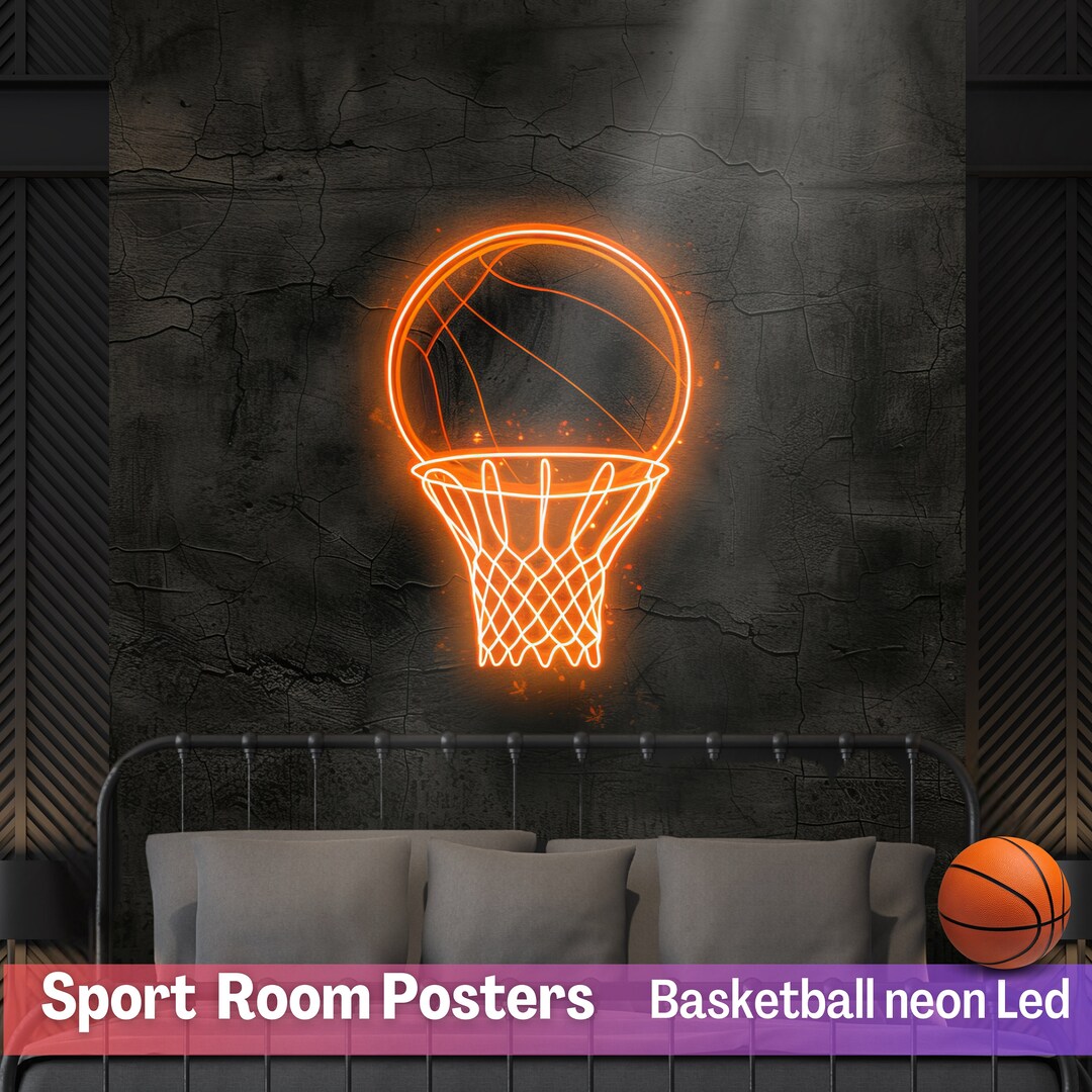 Basketball Neon Led Sign Set of 5 Ball Led Wall Art Sign RGB Metal Wall ...