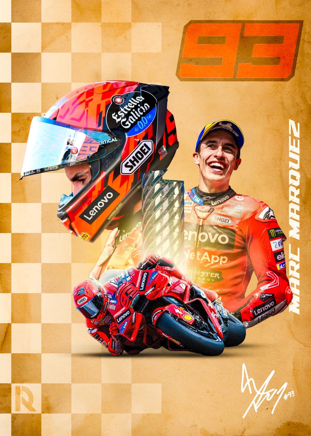 Marc Marquez World Champion Poster A3 Format (42 X 30 Cm) + Possibility ...