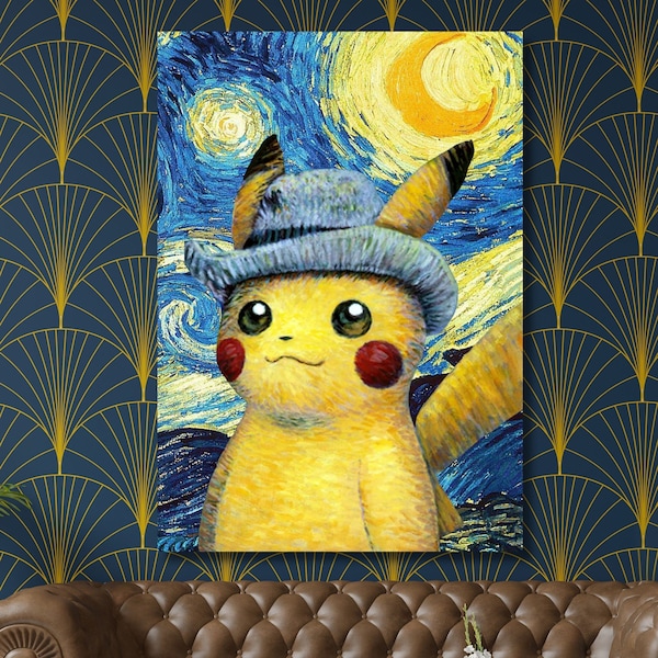 Pikachu Van Gogh Canvas - Etsy