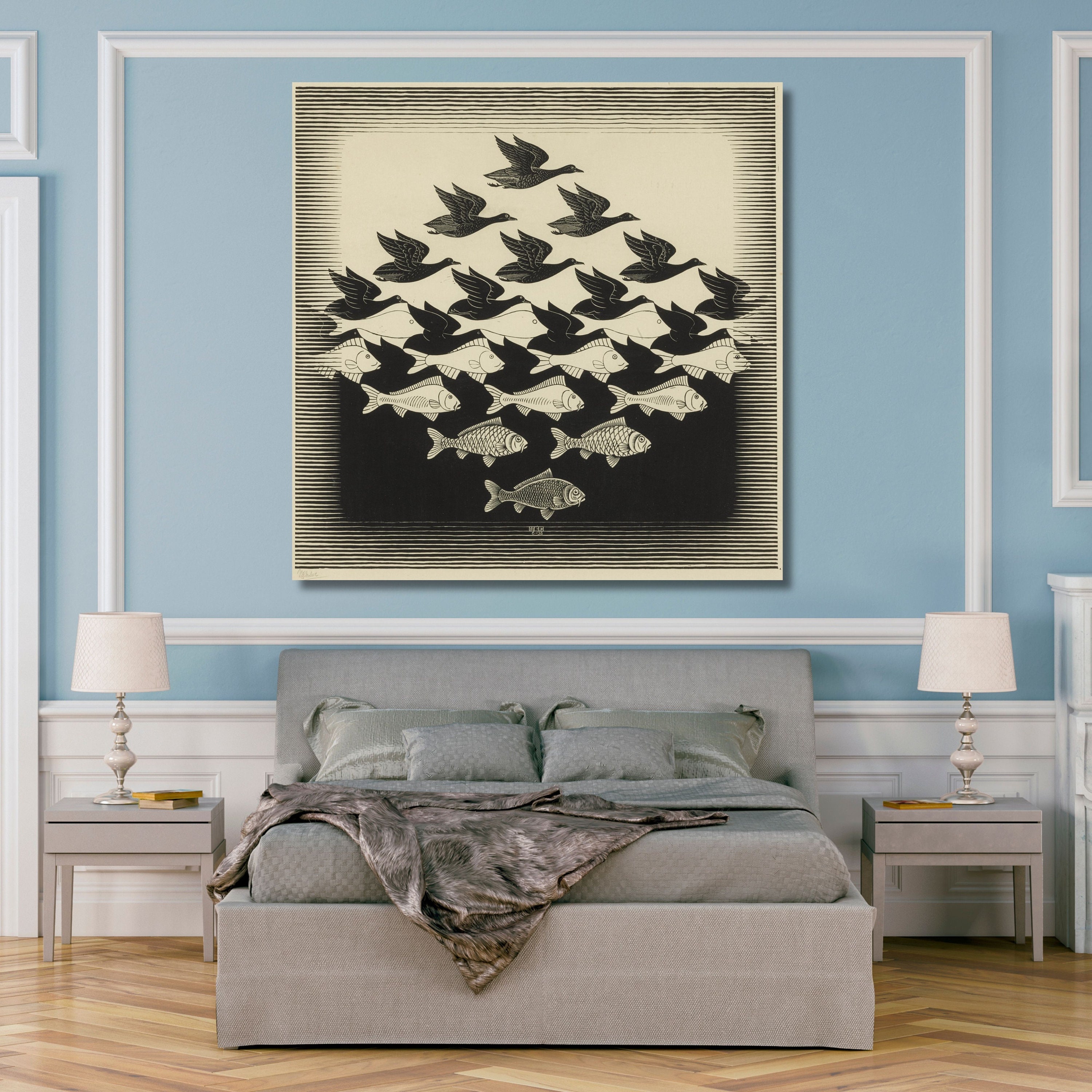 M.C. Escher Reproduction Canvas Wall Art Optical Illusions M.C. Escher ...